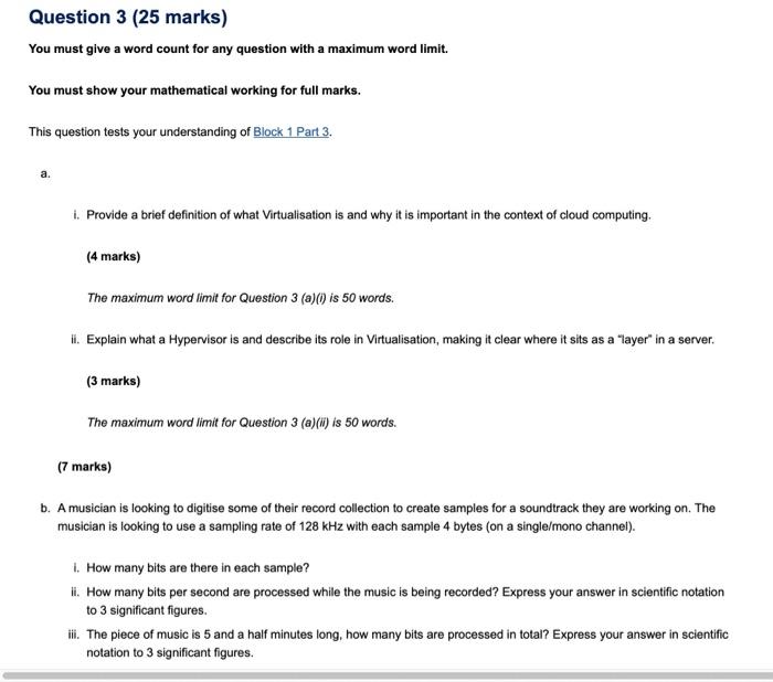 Solved Question 3 (25 marks) You must give a word count for | Chegg.com
