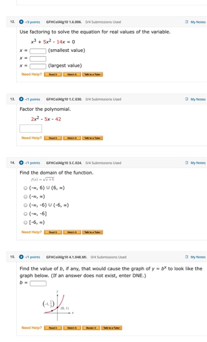 Solved O1 points O My Notes 1. AufColAlg7 1.1.008. 014 | Chegg.com