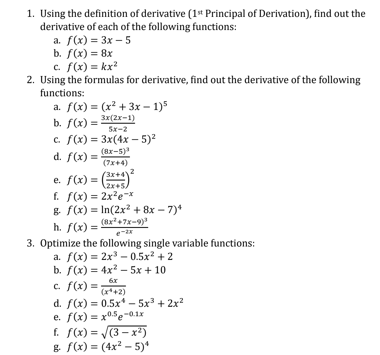 Solved Using the definition of derivative (1st ﻿Principal | Chegg.com