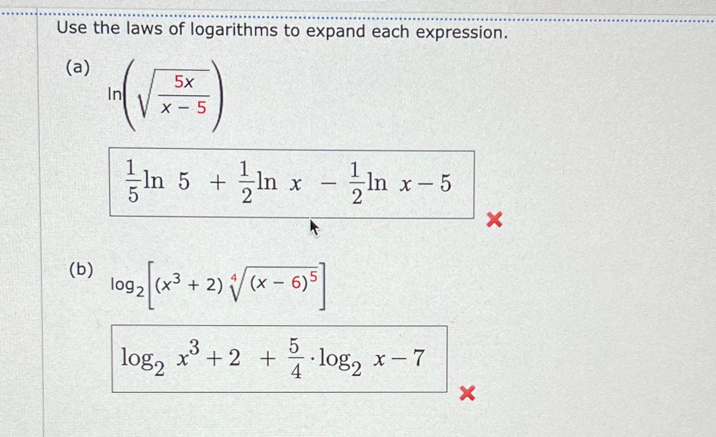 Solved Use the laws of logarithms to expand each | Chegg.com