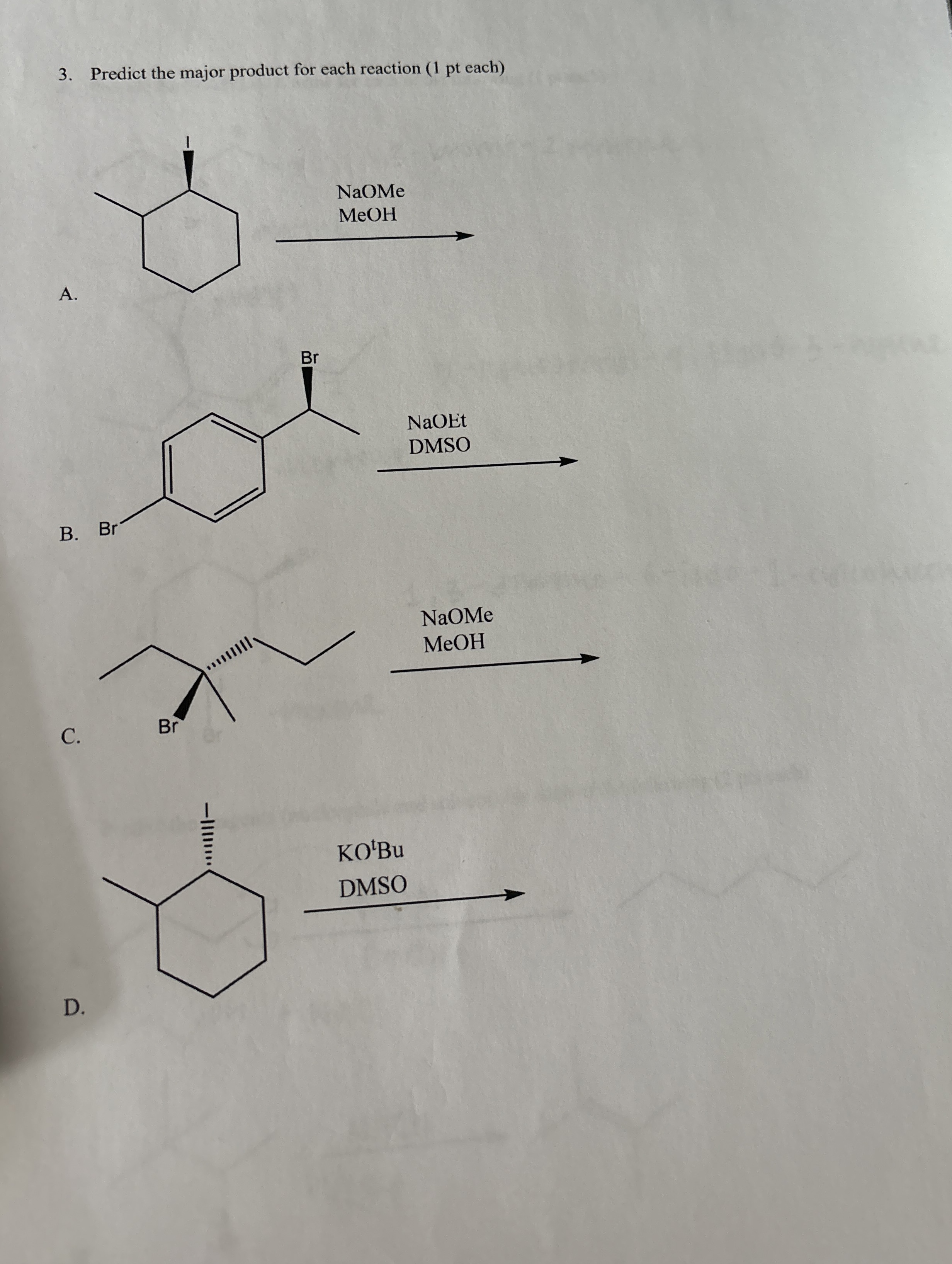 Solved Predict the major product for each reaction (1 ﻿pt | Chegg.com