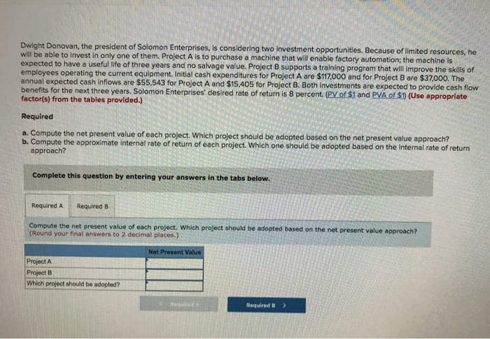 Solved Dwight Donovan, the president of Solomon Enterprises, | Chegg.com
