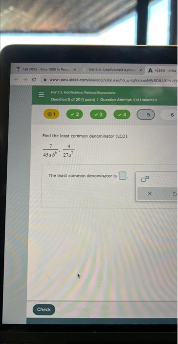 Solved Find The Least Common Denominator Lcd 45ab67 27a74