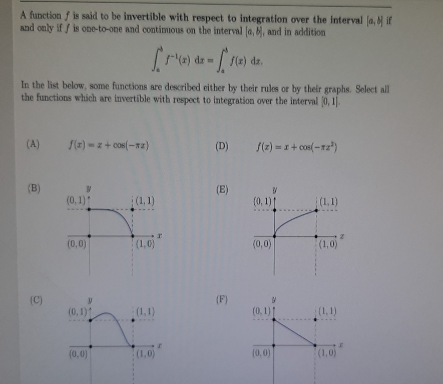 Solved A function f is said to be invertible with respect to | Chegg.com