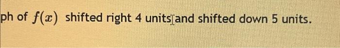 Solved of f(x) shifted right 4 units]and shifted down 5 | Chegg.com