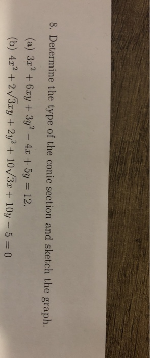 Solved 8. Determine the type of the conic section and sketch | Chegg.com