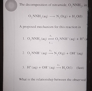 Solved The decomposition of nitramide, O2NNH2, | Chegg.com