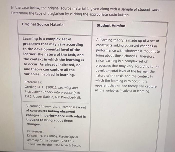 Solved In the case below, the original source material is | Chegg.com