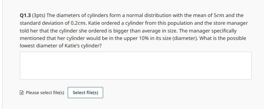 Solved Q1.3 (3pts) ﻿The diameters of cylinders form a normal | Chegg.com