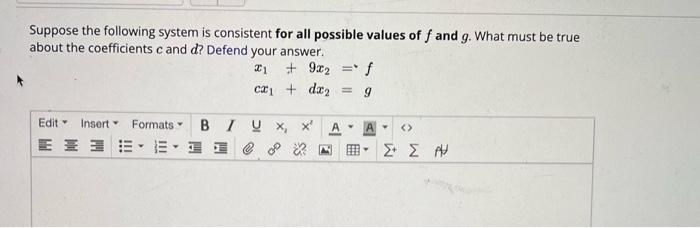 Solved Suppose the following system is consistent for all | Chegg.com