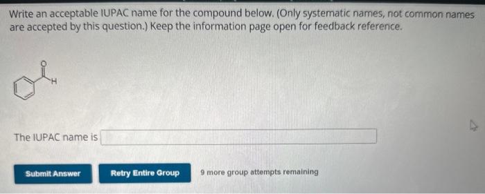 Solved Write an acceptable IUPAC name for the compound | Chegg.com