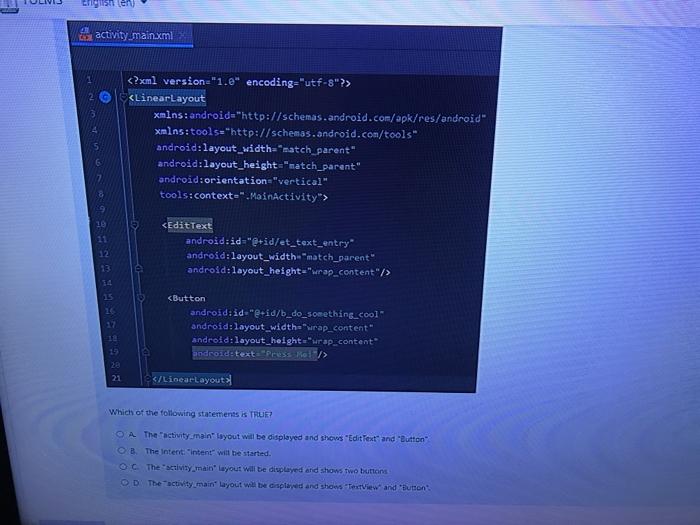Solved Based on toiming is class Mainactivity and | Chegg.com