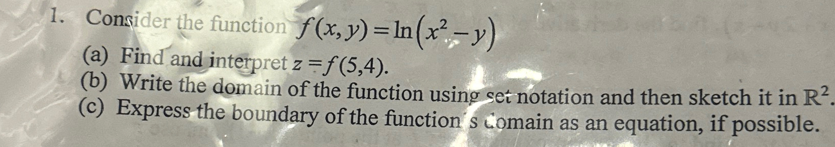 Solved Consider the function f(x,y)=ln(x2,-y)(a) ﻿Find and | Chegg.com