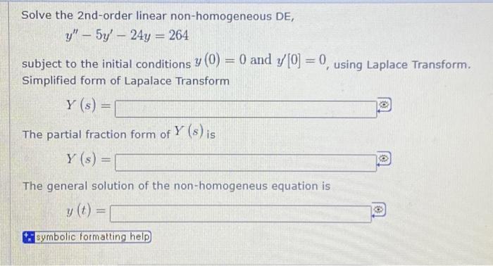 Solved Solve the 2nd-order linear non-homogeneous DE, y" - | Chegg.com