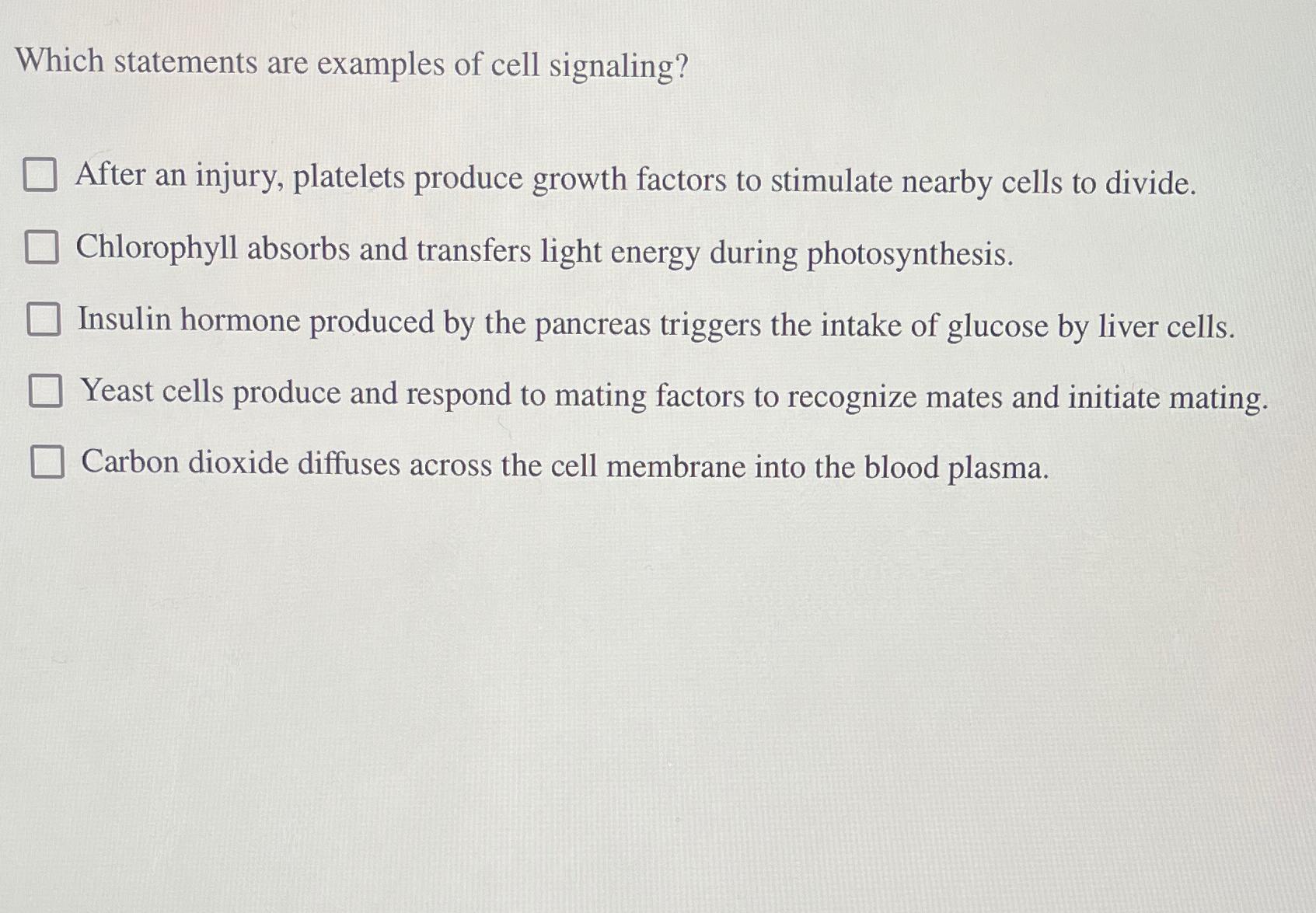 Solved Which statements are examples of cell signaling?After | Chegg.com