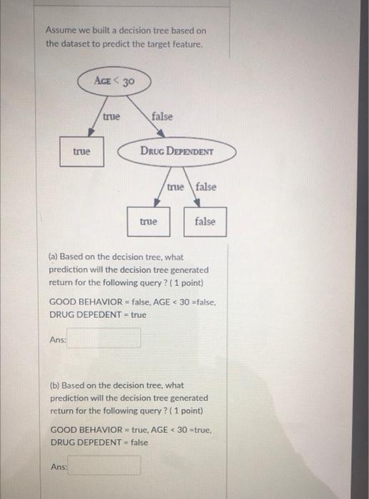 Solved Assume we built a decision tree based on the dataset | Chegg.com