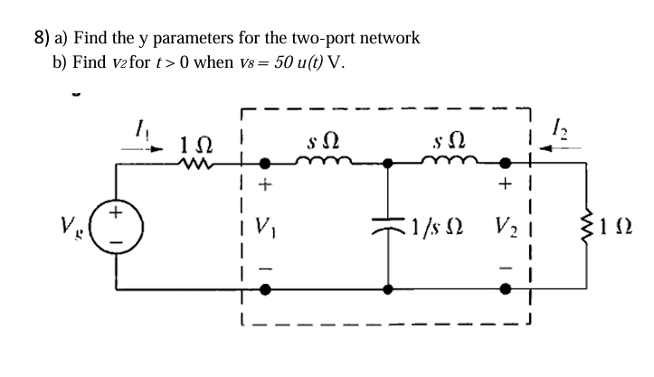 Solved a) ﻿Find the y ﻿parameters for the two-port networkb) | Chegg.com