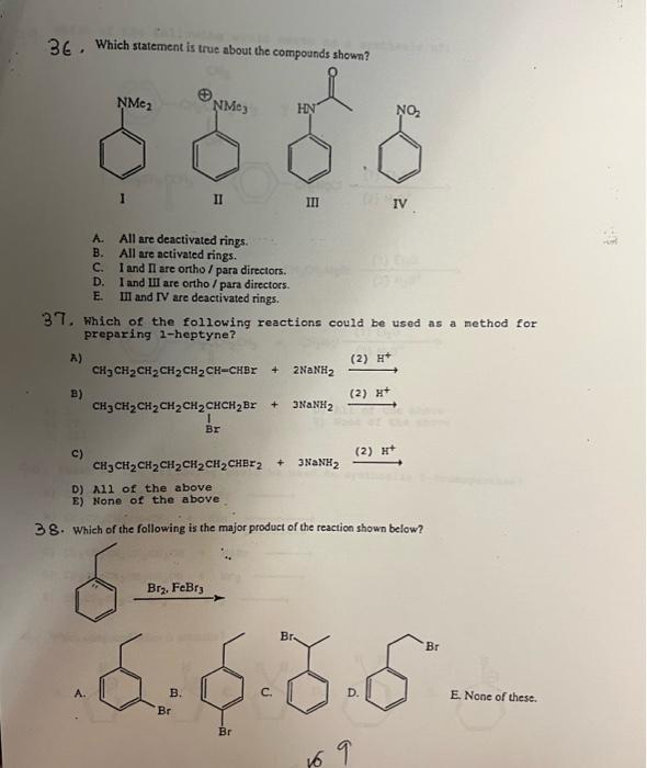 Solved 36 . Which statement is true about the compounds | Chegg.com