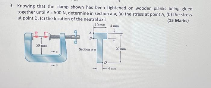 Solved 3. Knowing that the clamp shown has been tightened on | Chegg.com