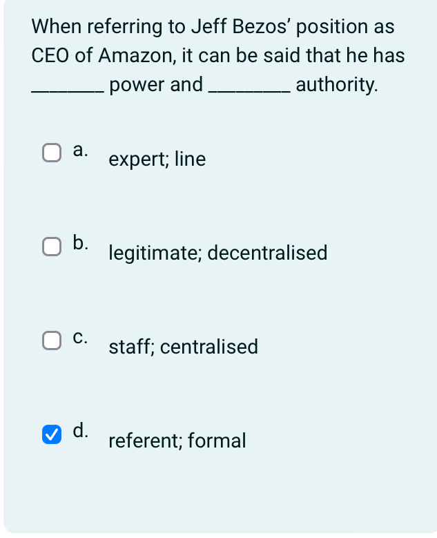 Solved When referring to Jeff Bezos' position as CEO of | Chegg.com