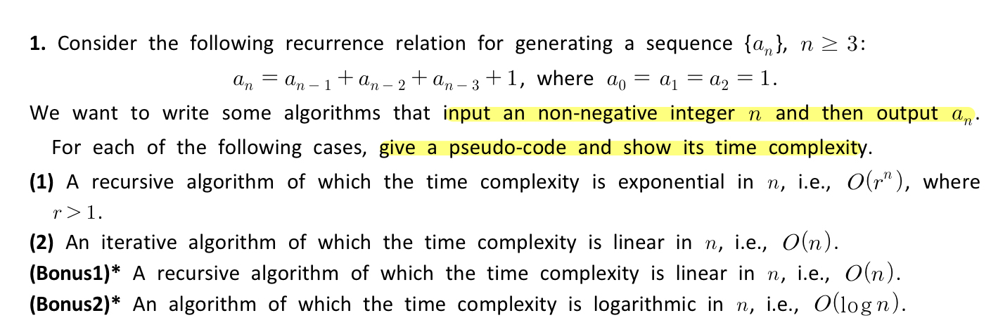 Solved Consider the following recurrence relation for | Chegg.com