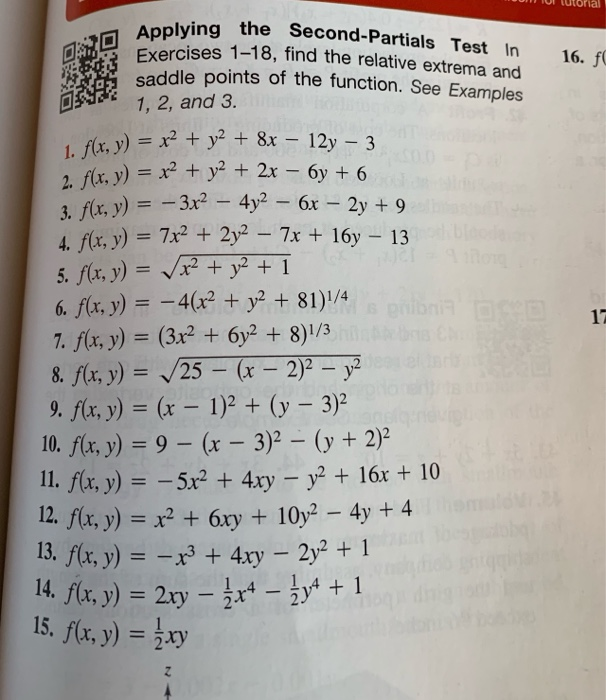 Solved Applying the Second-Partials Test In Exercises 1-18, | Chegg.com