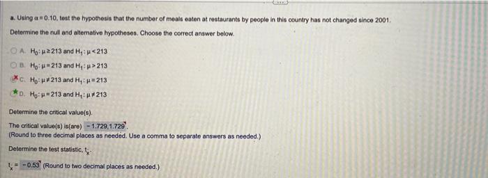 Solved a. Using a =0.10, tent the hypothesis that the number | Chegg.com