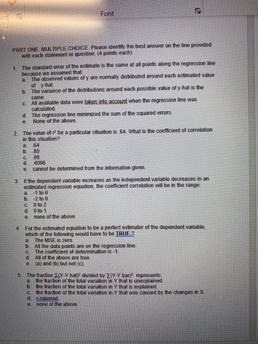 Solved aro PART ONE MULTIPLE CHOICE. Please identify the | Chegg.com