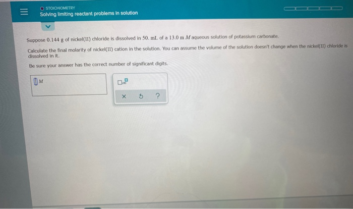 Solved - - O STOICHIOMETRY Solving limiting reactant | Chegg.com