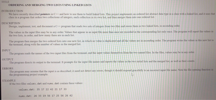 Solved Title Ordering And Merging Two Lists Using Linked