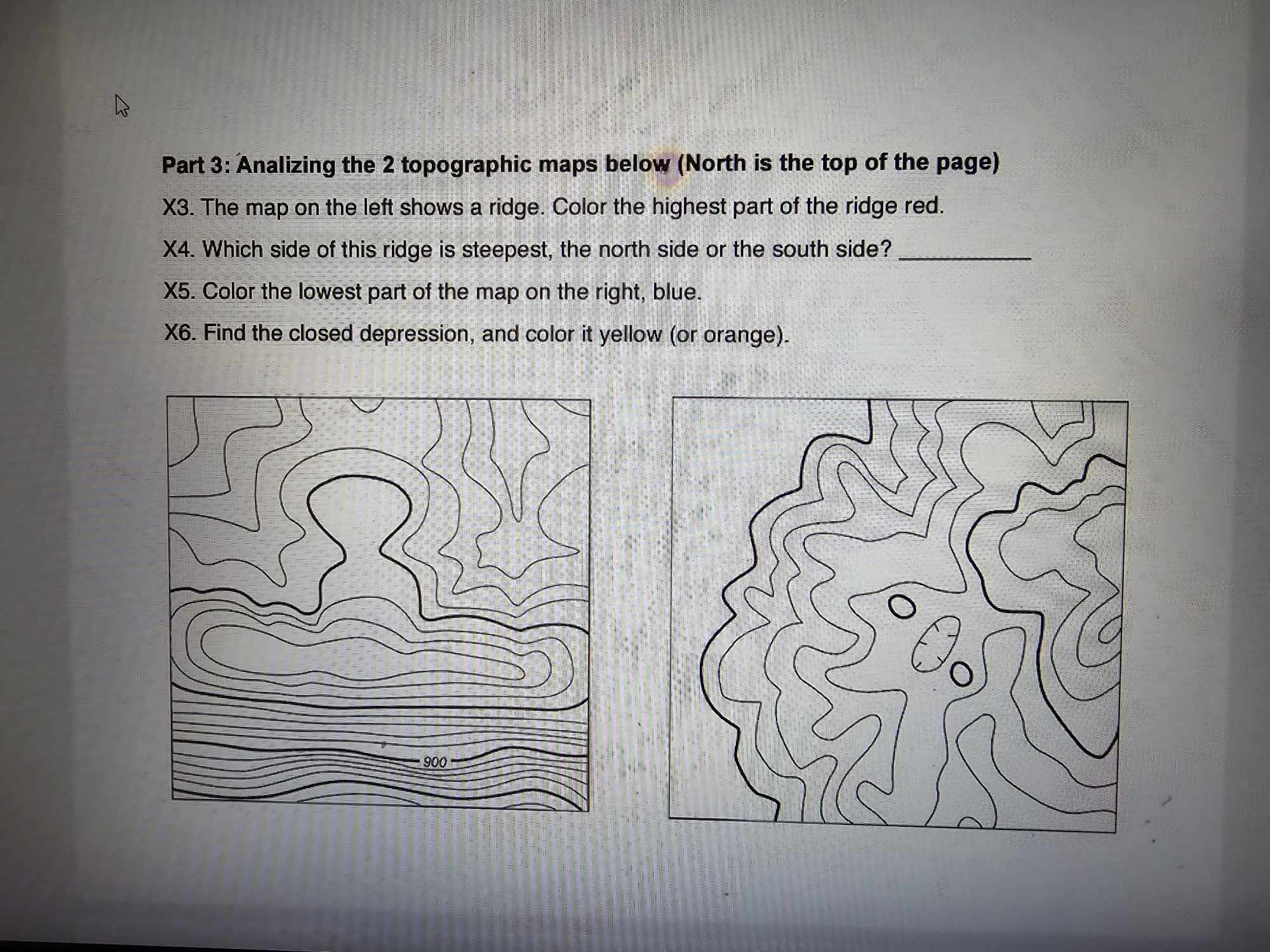 Solved Part 3: Analizing the 2 ﻿topographic maps below | Chegg.com