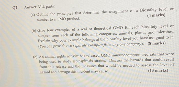 Q2. Answer ALL parts: (a) Outline the principles that | Chegg.com