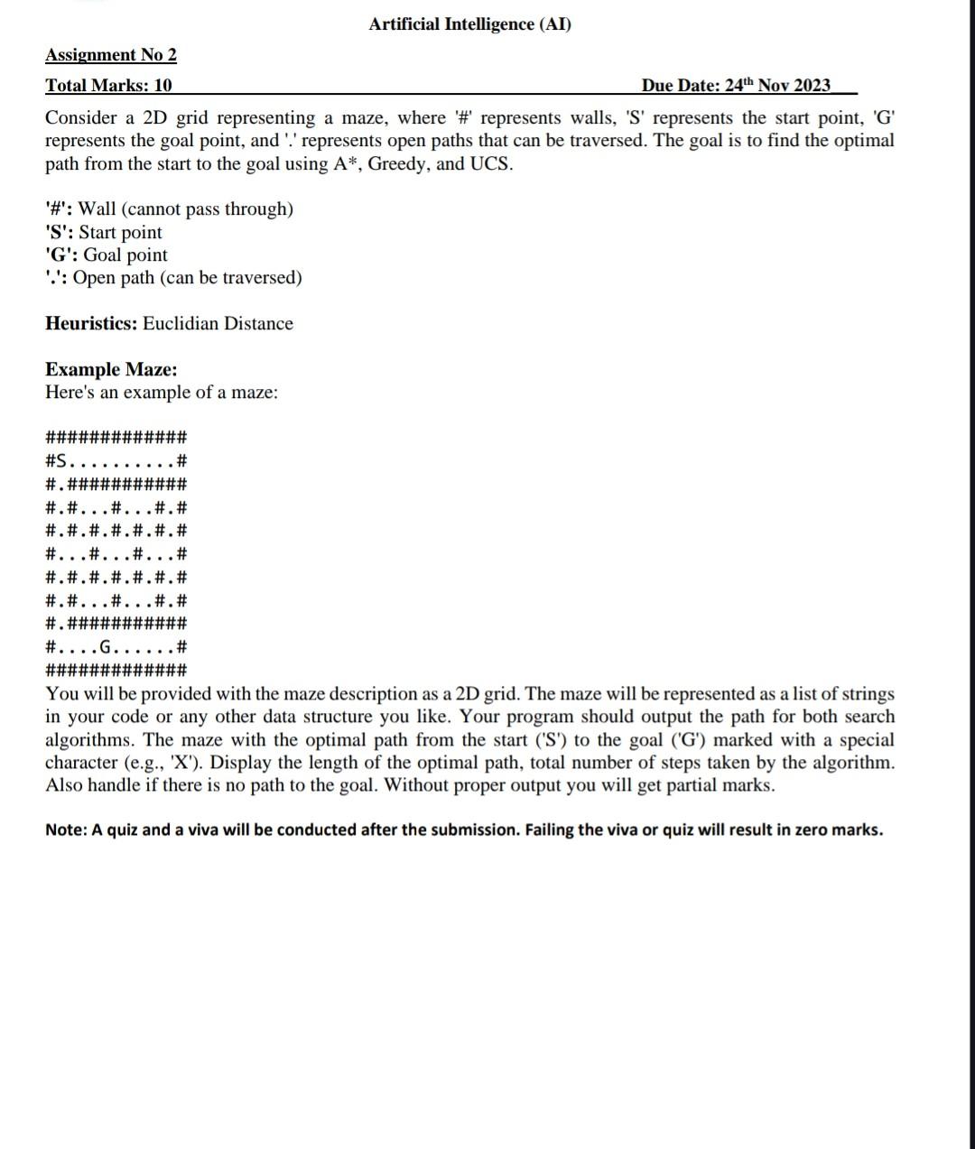 Solved Artificial Intelligence (AI) Assignment No 2 Total | Chegg.com