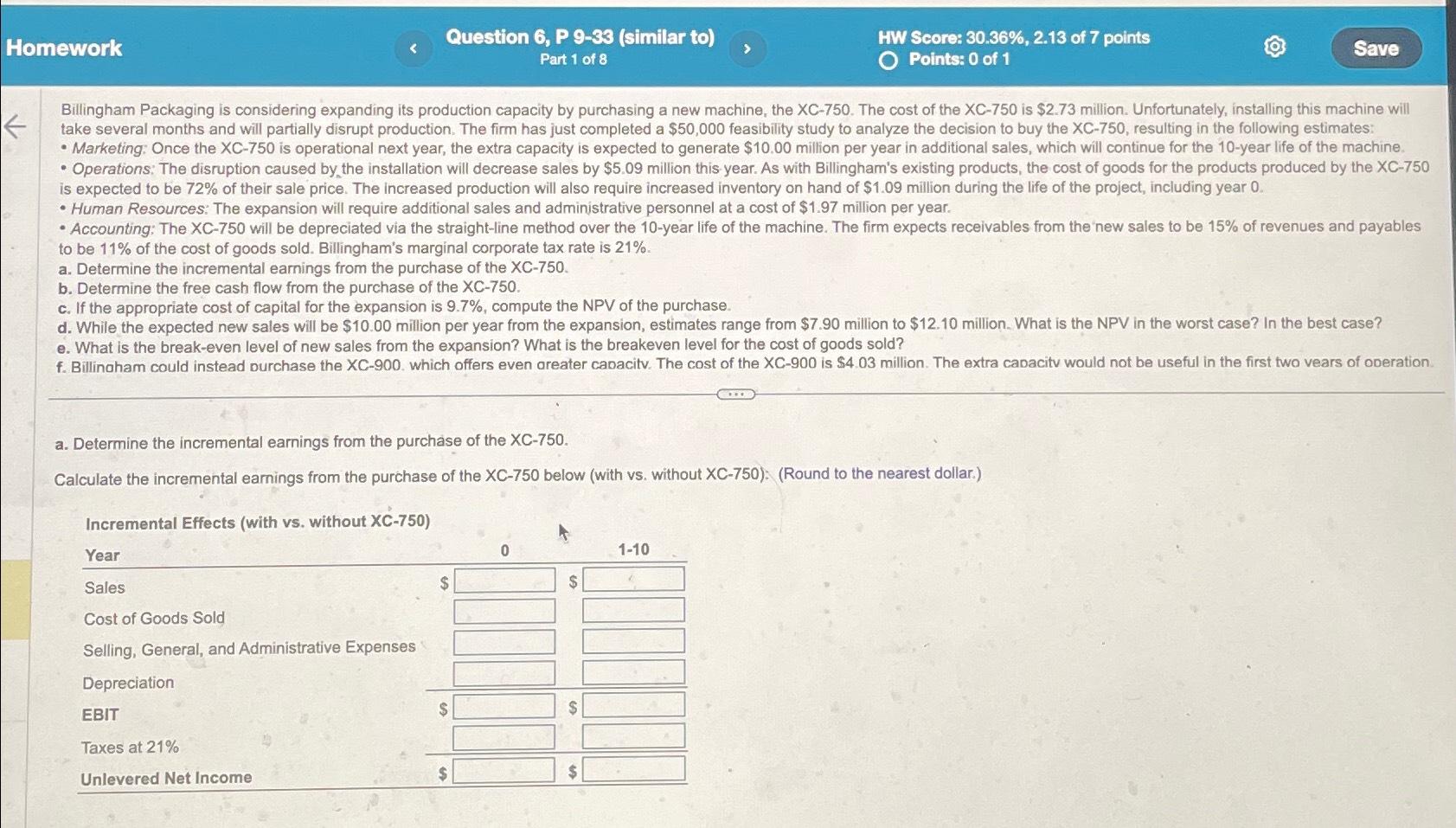 Solved HomeworkQuestion 6, ﻿P 9-33 (similar to)Part 1 ﻿of | Chegg.com