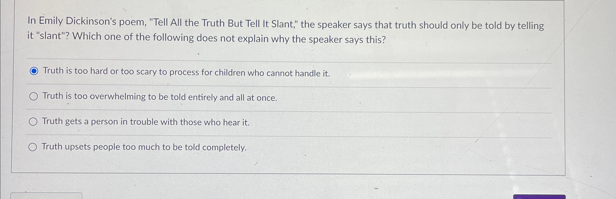 Solved In Emily Dickinson's poem, "Tell All the Truth But | Chegg.com