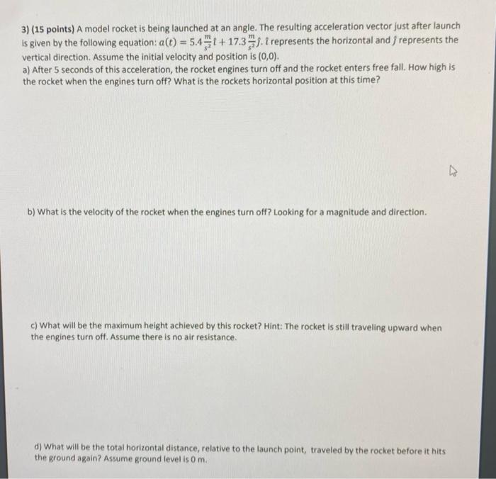 Solved 1) (9 points) An object has the following velocity | Chegg.com