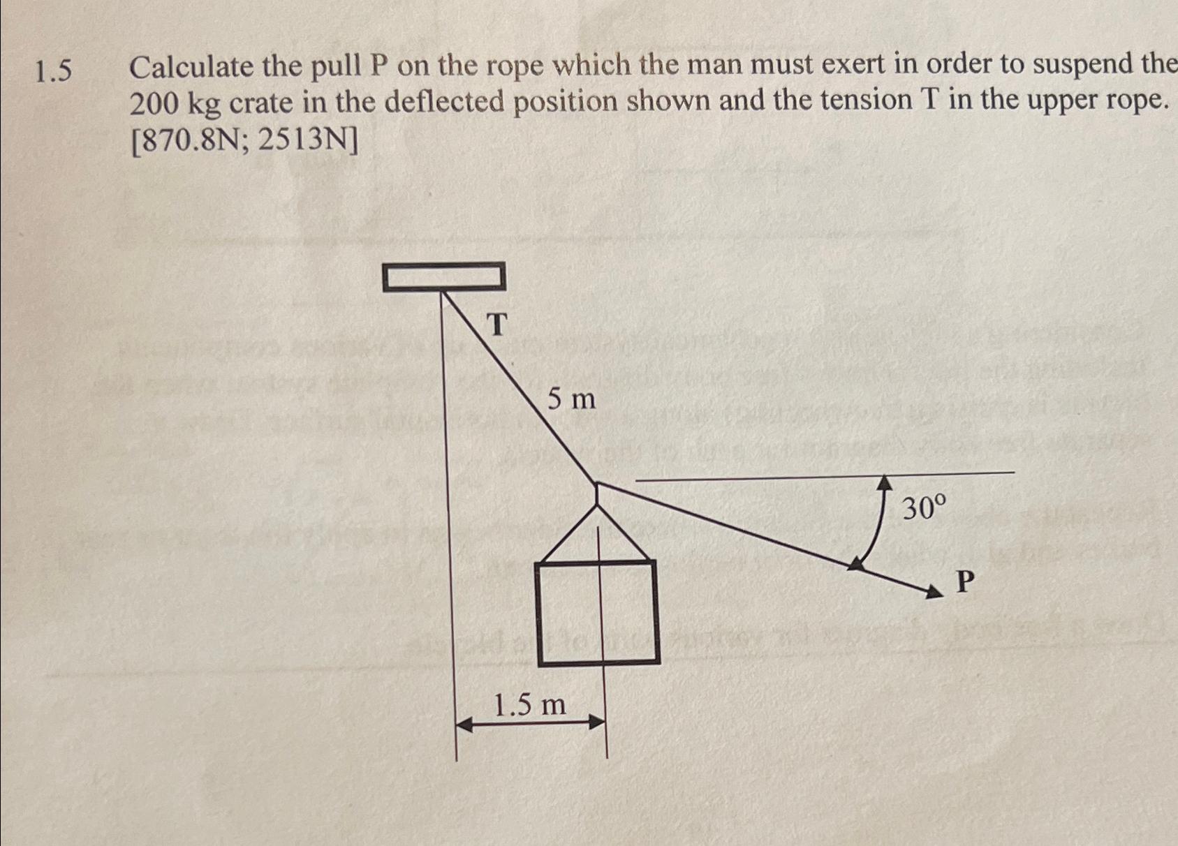Solved 1.5 ﻿Calculate the pull P ﻿on the rope which the man | Chegg.com
