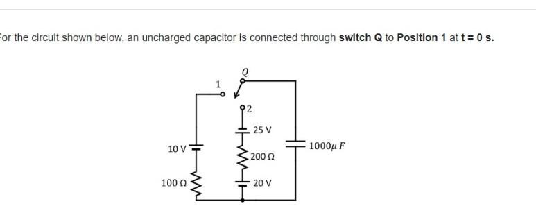 Solved the circuit shown below, an uncharged capacitor is | Chegg.com