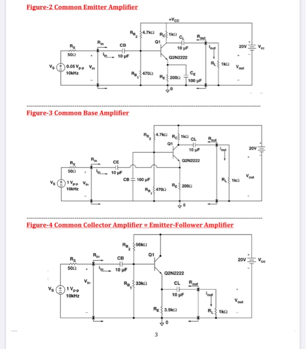 Solved For each of the CE, CB, and CC amplifier circuits | Chegg.com