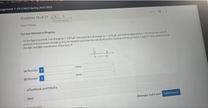 Solved Current Attempt in Progress In the figure particle 1 | Chegg.com