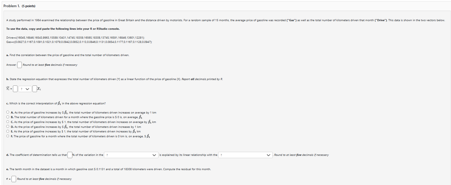 Solved Problem 1. (5 ﻿points)To ﻿use the data, copy and | Chegg.com