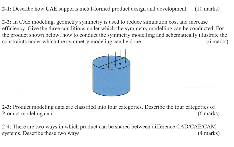 Solved 2-1: Describe how CAE supports metal-formed product | Chegg.com