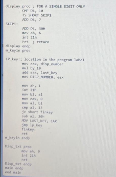 Solved For the following program: Here 1. Write a line by | Chegg.com