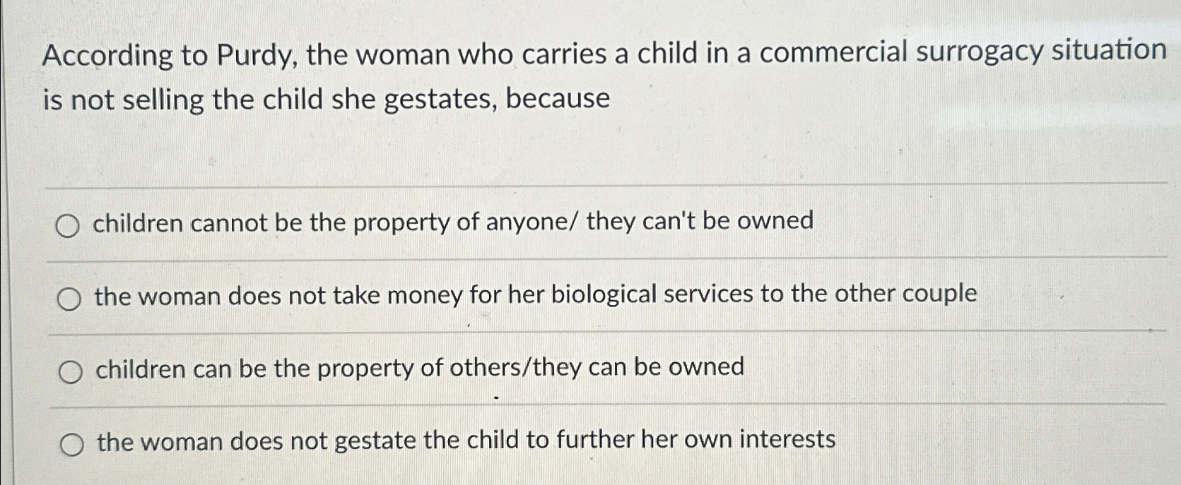Solved According to Purdy, the woman who carries a child in | Chegg.com