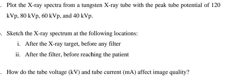 Solved Plot the X-ray spectra from a tungsten X-ray tube | Chegg.com