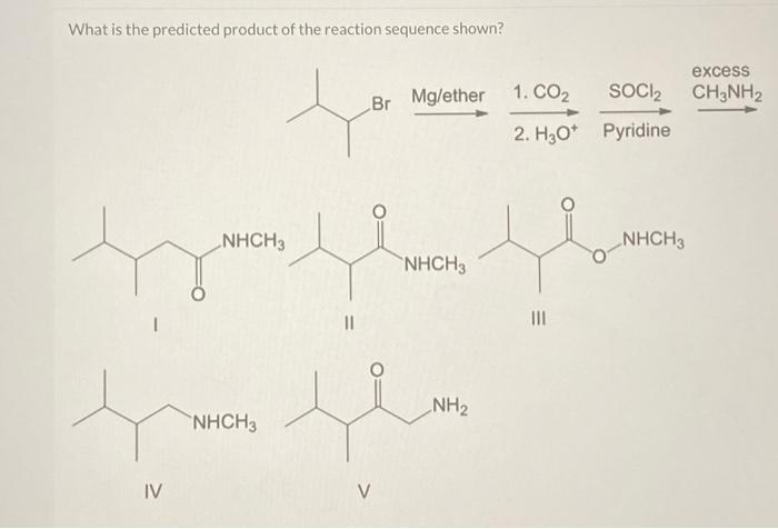 Solved What is the predicted product of the reaction | Chegg.com