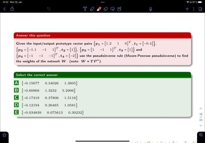Solved Given the input/output prototype vector pairs | Chegg.com