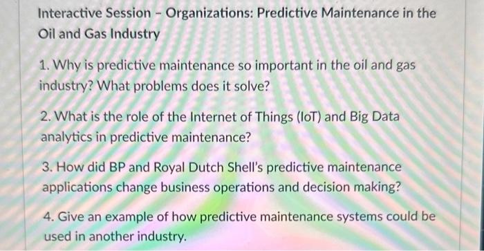Solved Interactive Session - Organizations: Predictive | Chegg.com