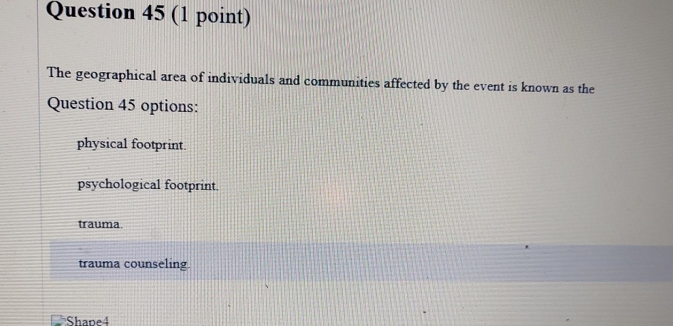 Solved Question 45 (1 ﻿point)The geographical area of | Chegg.com