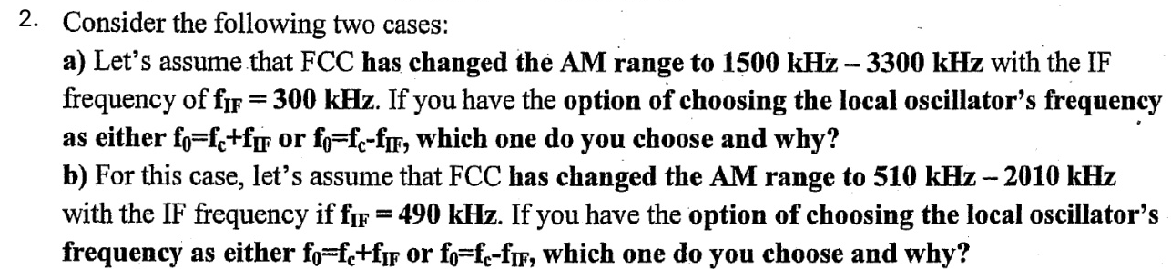 Solved Consider the following two cases:aAM range | Chegg.com